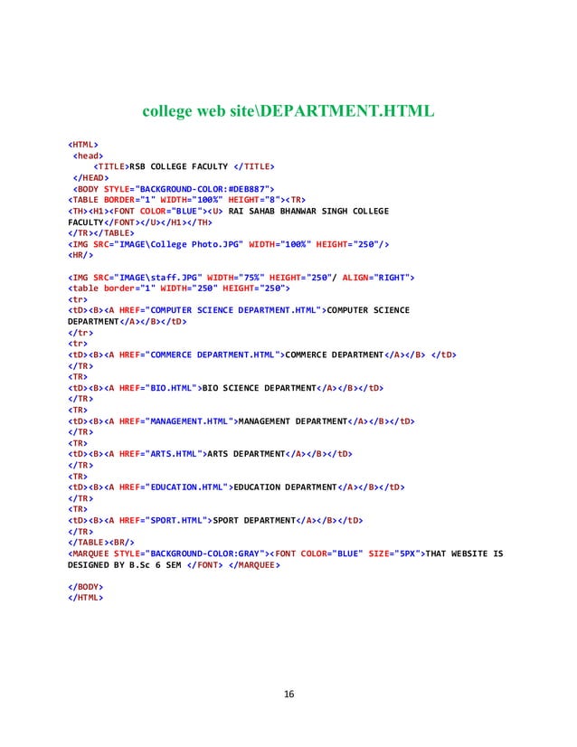 College Web Site HTML PROJECT