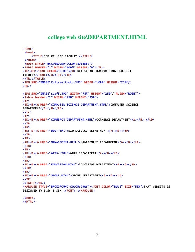 College Web Site HTML PROJECT