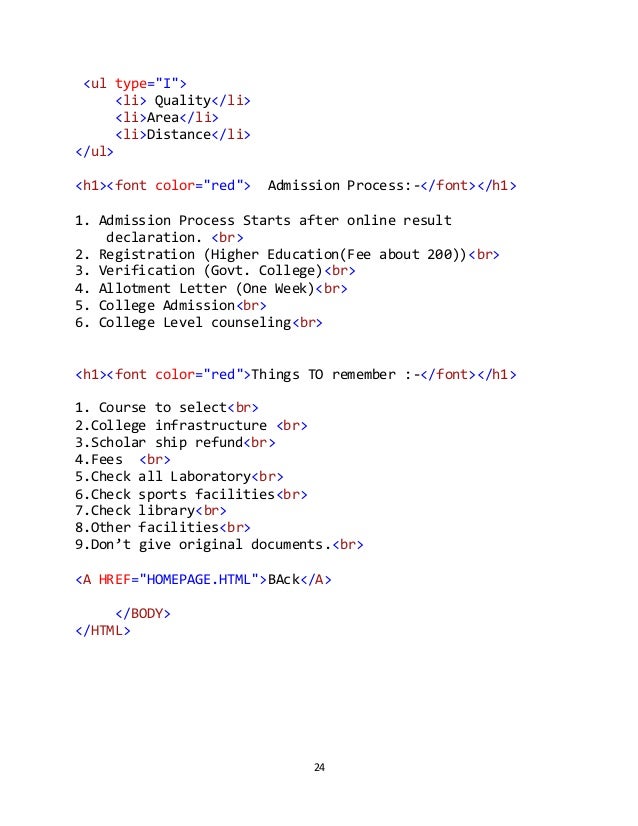 College Web Site HTML PROJECT