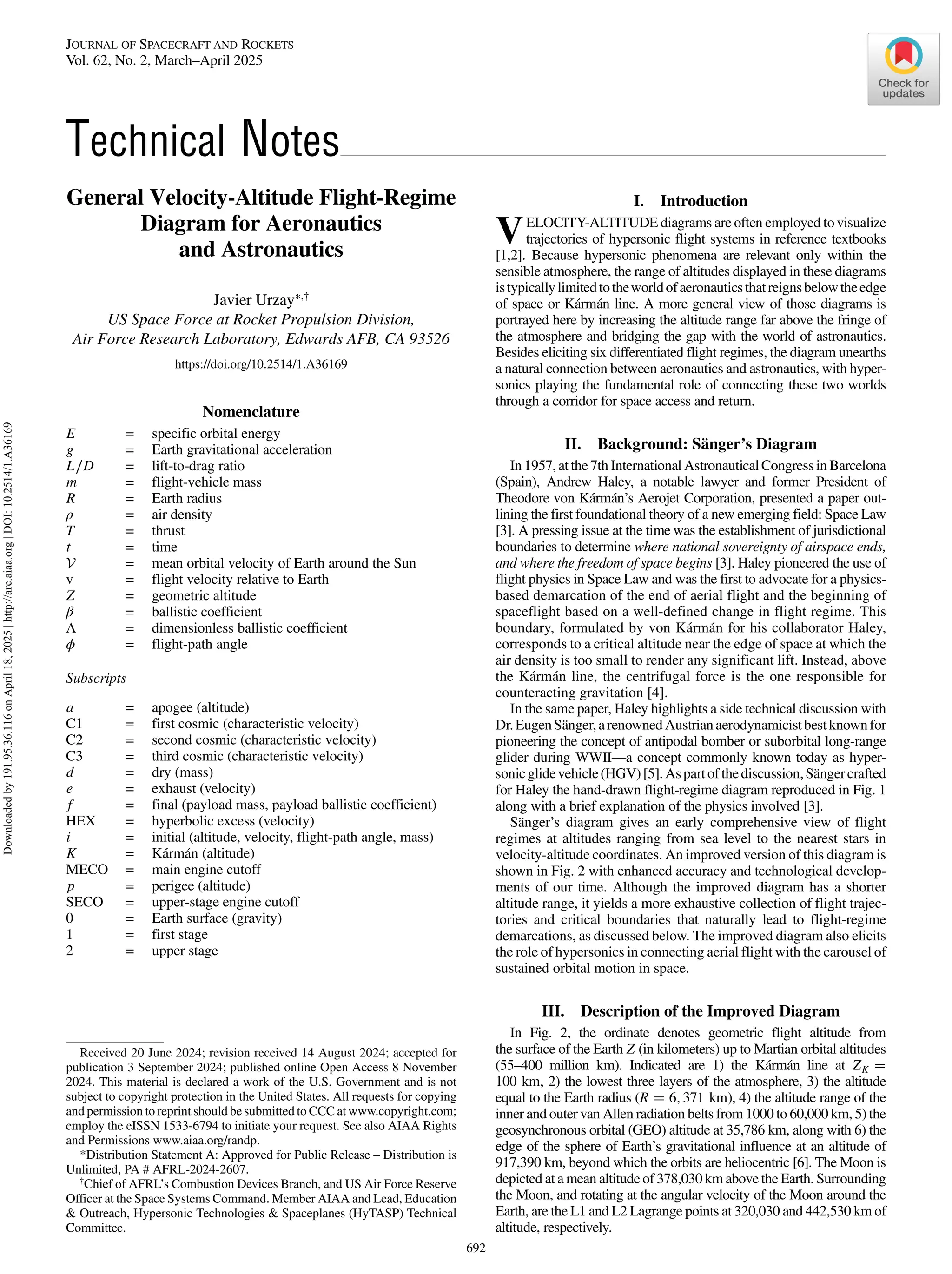 General Velocity-Altitude Flight-Regime Diagram for Aeronautics and ...