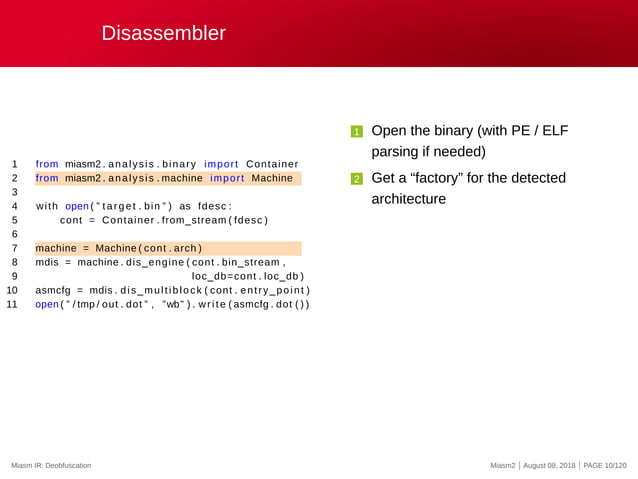 Miasm: Reverse Engineering Framework | PPT