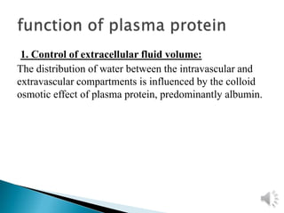 Protein in plasma and urine for undergraduate | PPT