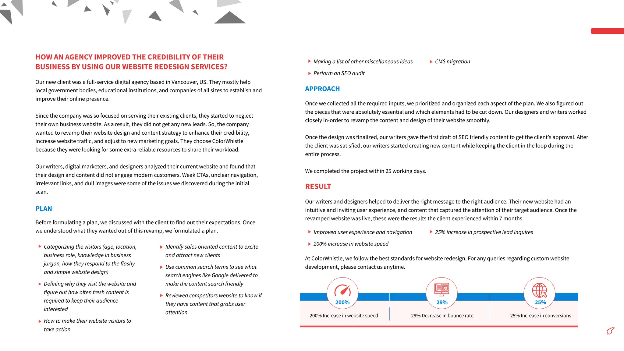 Case Study: US Based Digital Agency Website Redesign | PDF