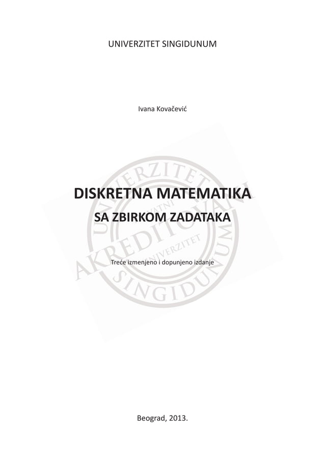 Us diskretna matematika sa zbirkom zadataka | PDF