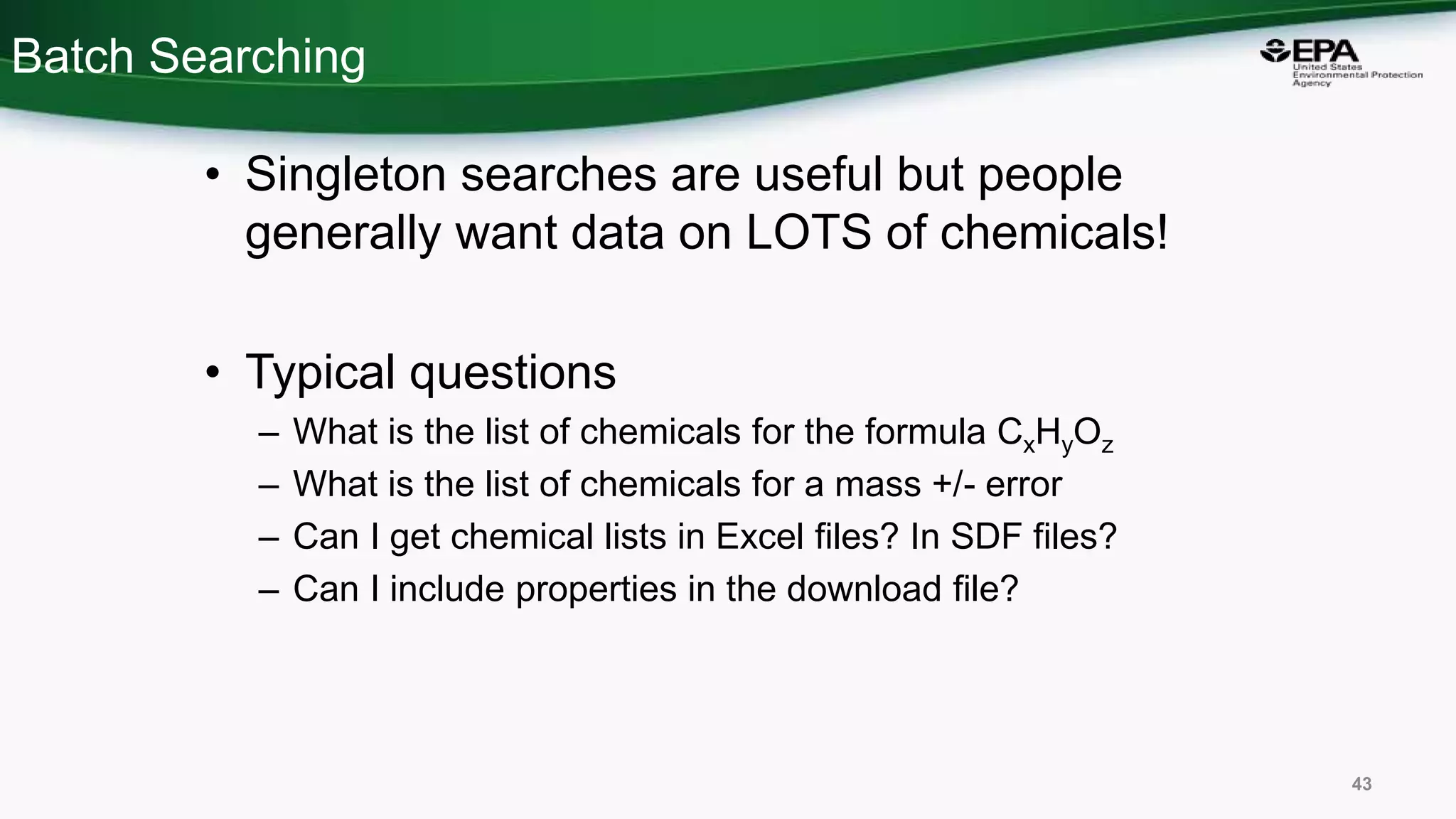 US-EPA Chemicals Dashboard – an integrated data hub for environmental ...