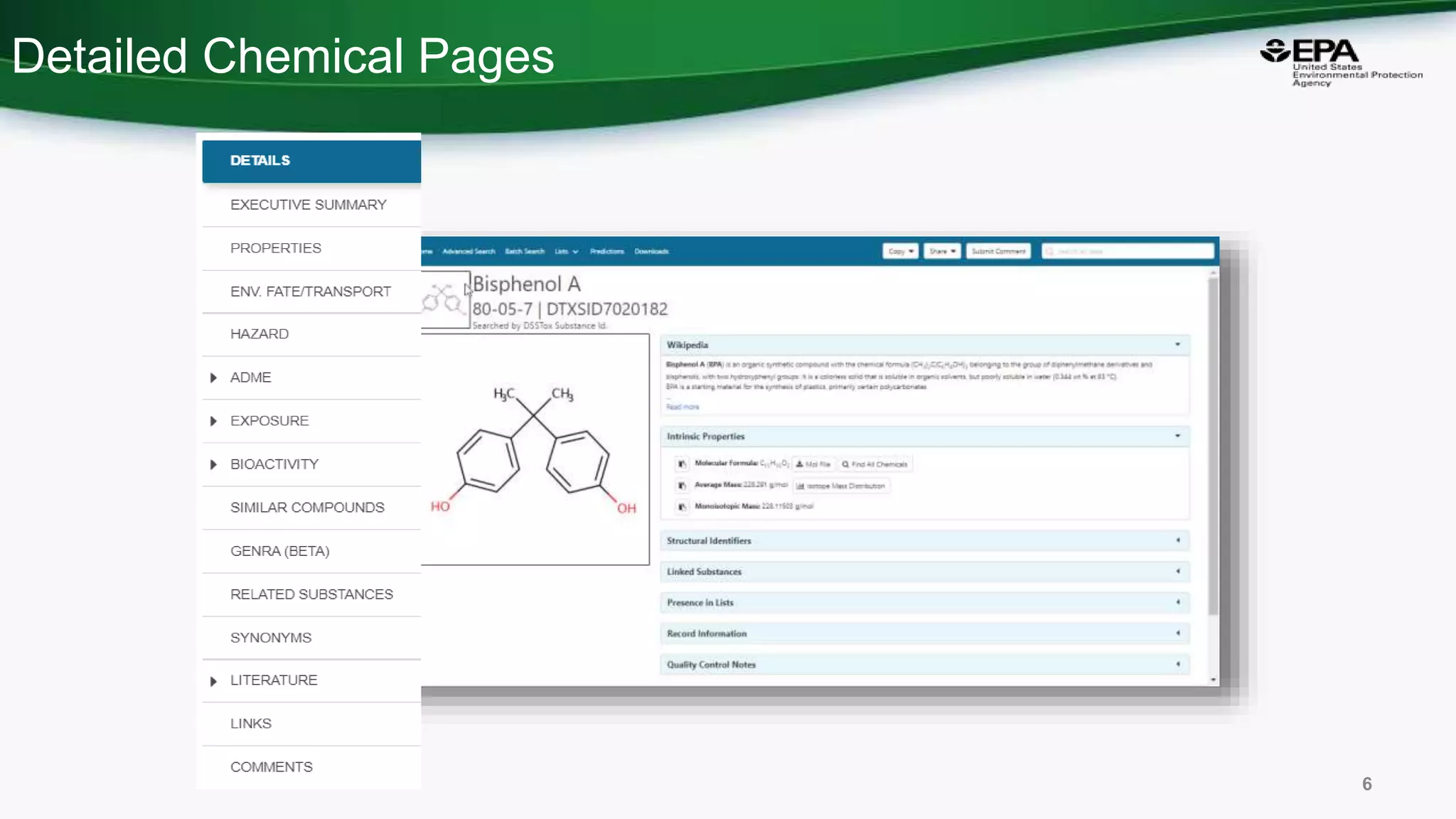 US-EPA Chemicals Dashboard – an integrated data hub for environmental ...
