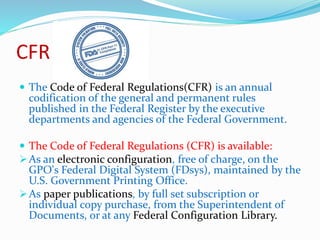 US - FDA Regulatory Agency Overview. | PPTX