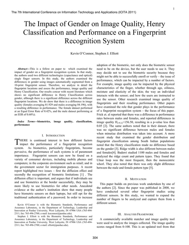 (2011) The Impact of Gender on Image Quality, Henry Classification and Performance on a ...