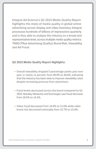 Media quality report - Integral Ad Science - Q2 2015 | PDF
