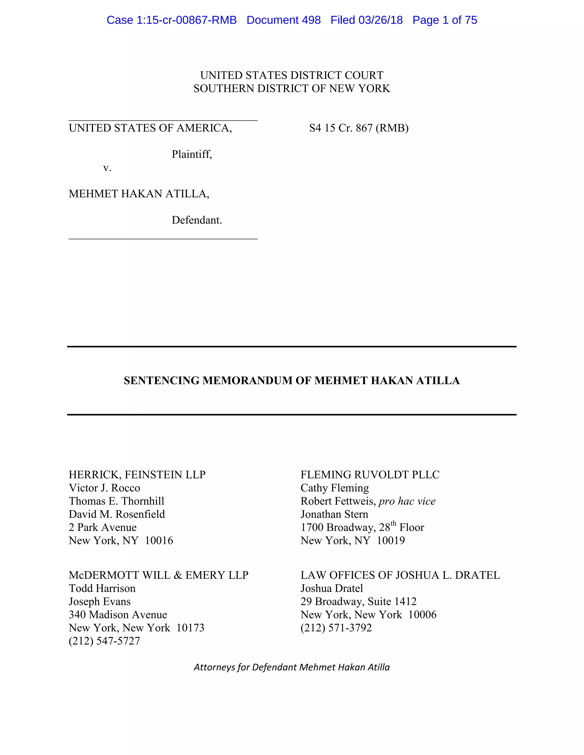Us v-atilla sentencing-memorandum | PDF