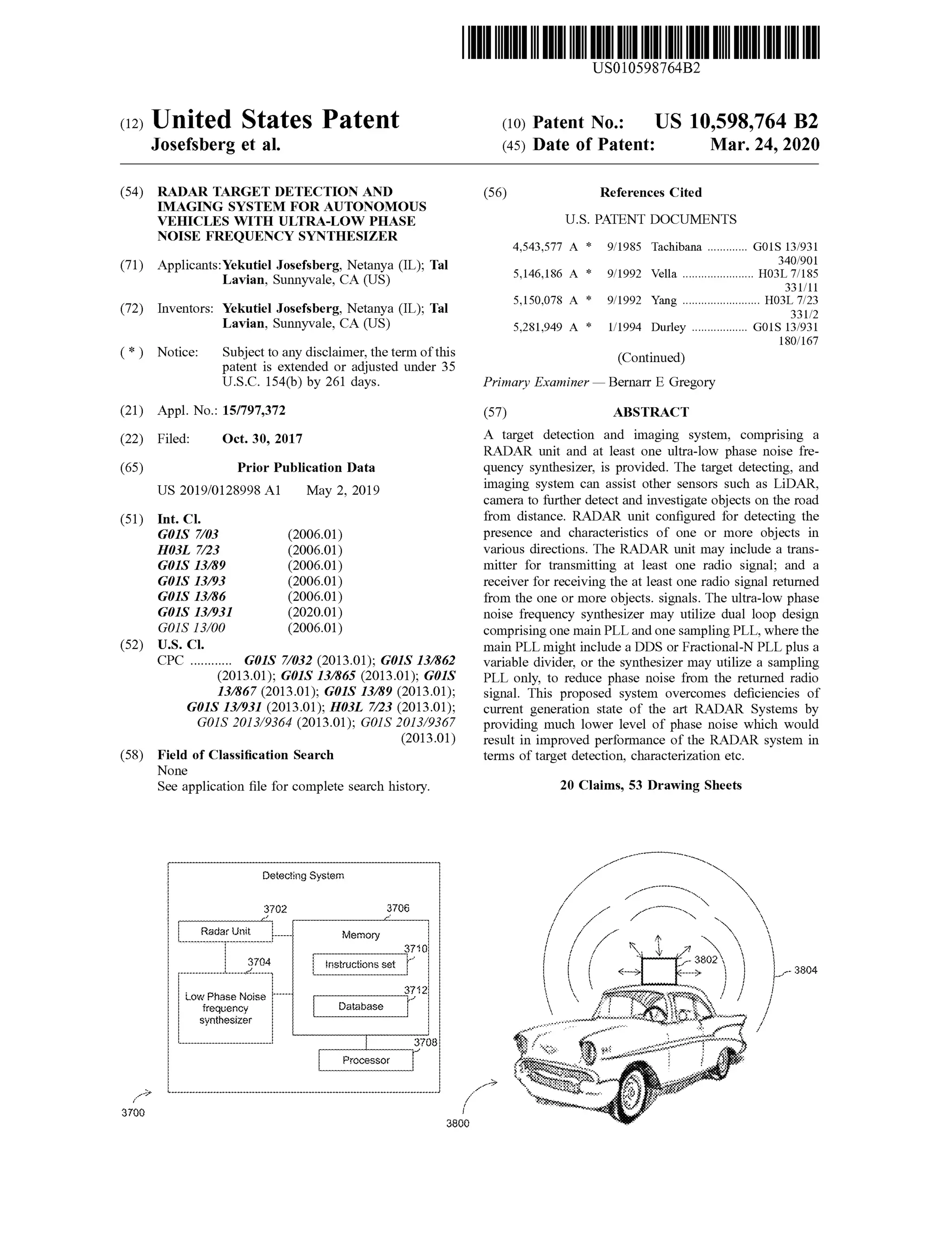 Radar Target Detection And Imaging System For Autonomous Vehicles With Ultra Low Phase Noise