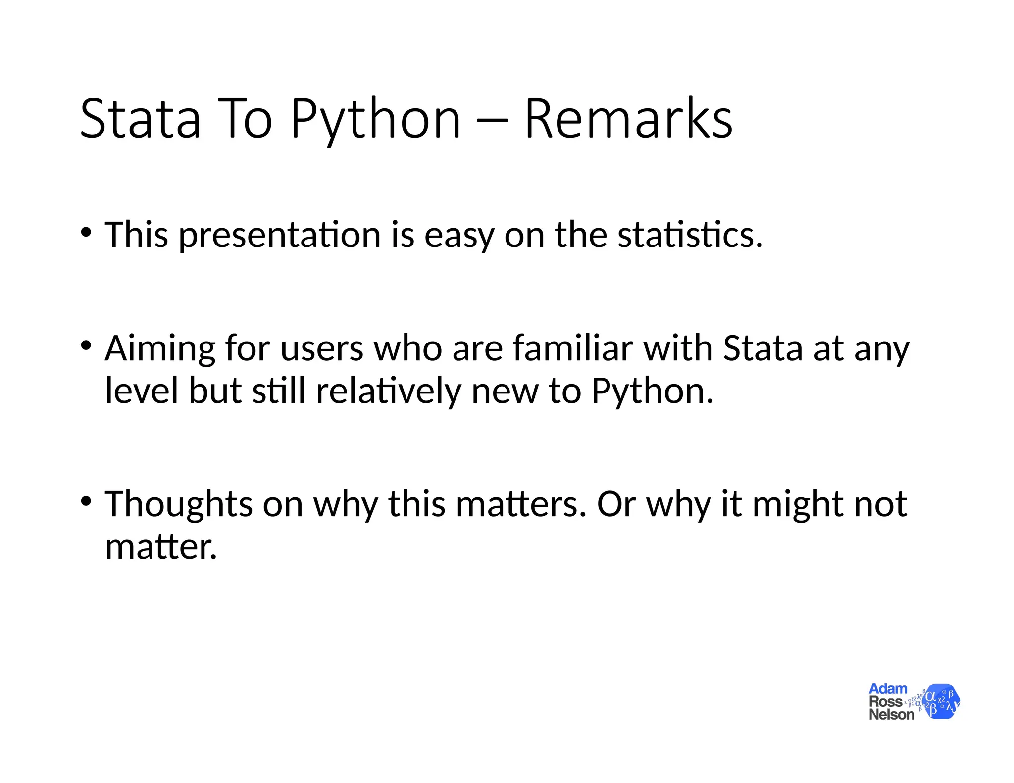 Stata Python Rosetta Stone Side-by-side code examples | PPT