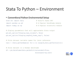 Stata Python Rosetta Stone Side-by-side code examples | PPT