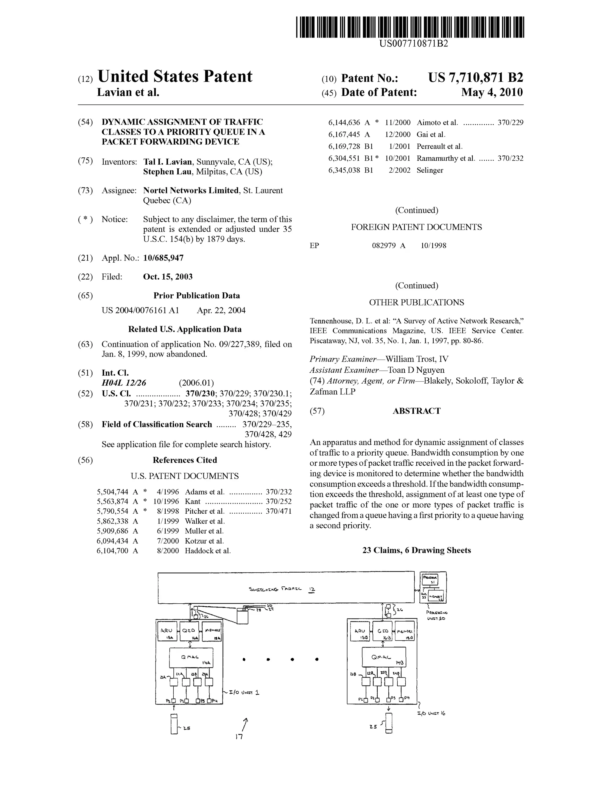 Dynamic Assignment Of Traffic Classes To A Priority Queue In A Packet Forwarding Device Pdf