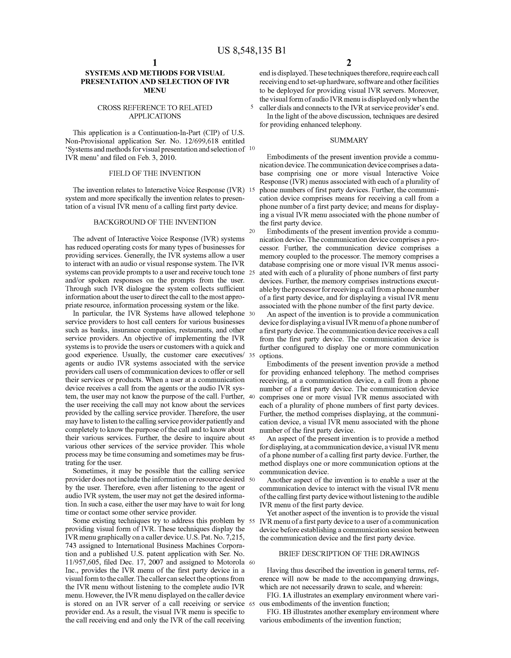 Systems and methods for visual presentation and selection of IVR menu | PDF