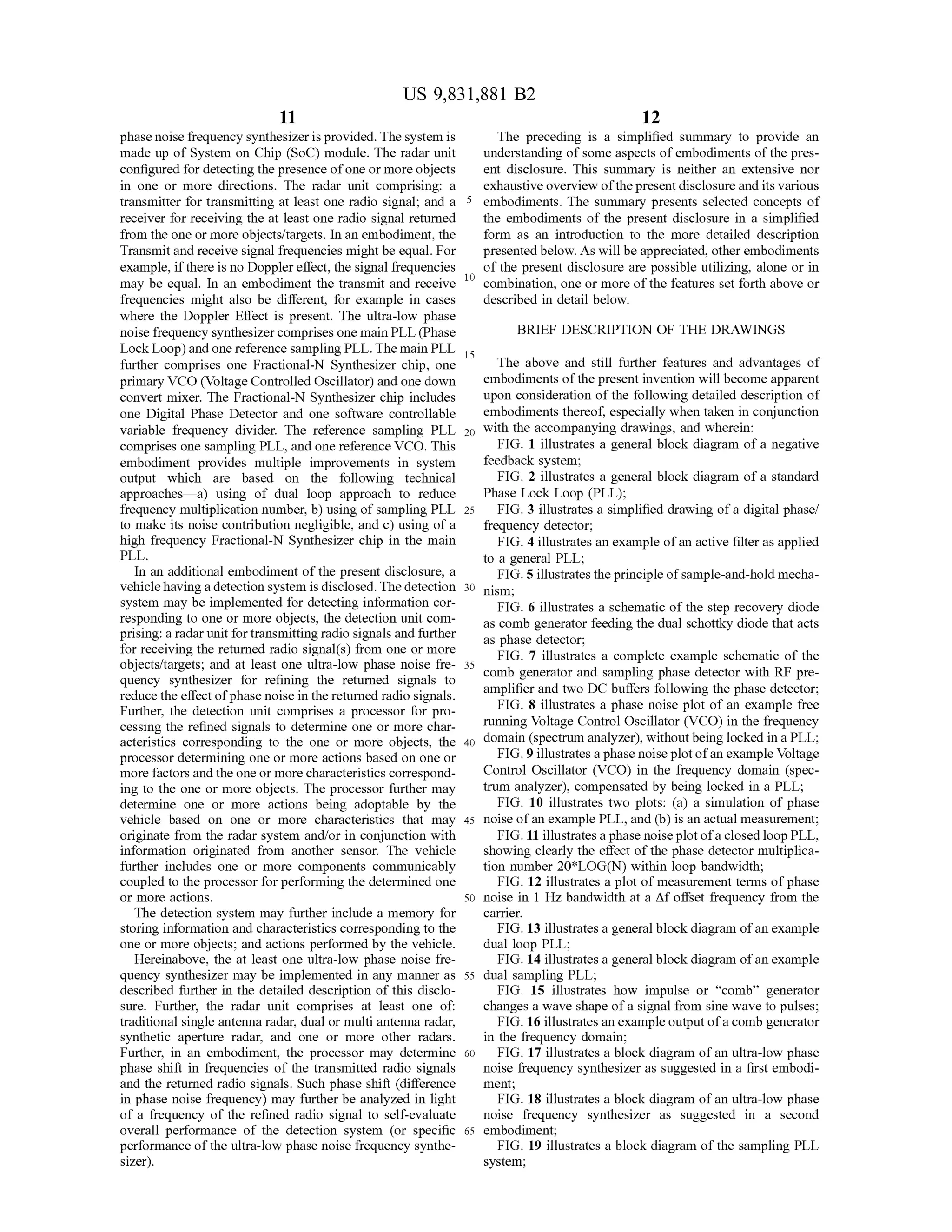 Radar Target Detection System For Autonomous Vehicles With Ultra Low Phase Noise Frequency