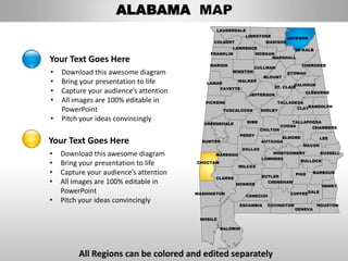 Usa alabama state powerpoint county editable ppt maps and templates | PPTX