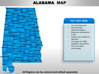 Usa alabama state powerpoint county editable ppt maps and templates | PPTX