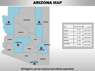 Usa arizona state powerpoint county editable ppt maps and templates | PPT