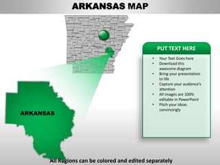 Usa arkansas state powerpoint county editable ppt maps and templates | PPT