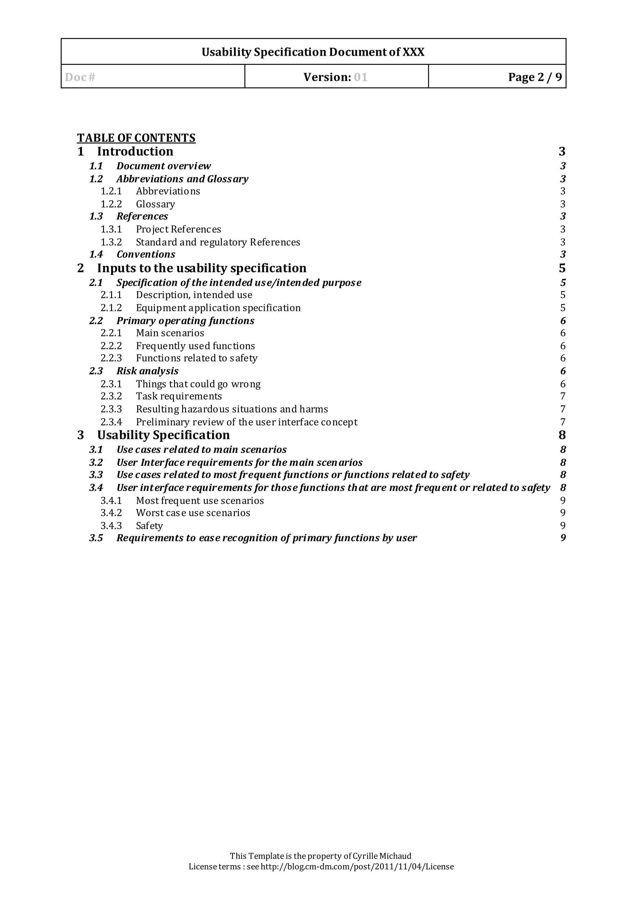 Usability specification-document-template | DOC | Desktop Publishing ...