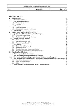 Usability specification-document-template | DOC