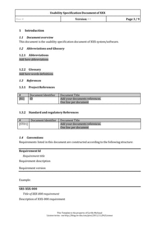 Usability specification-document-template | DOC