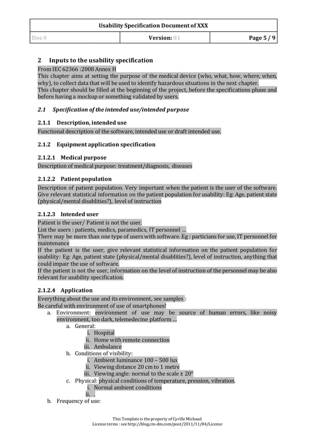 Usability specification-document-template | DOC | Desktop Publishing | Computer Software and ...