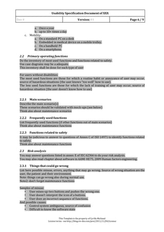 Usability specification-document-template | DOC