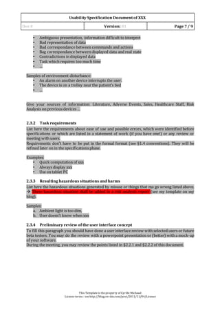 Usability specification-document-template | DOC