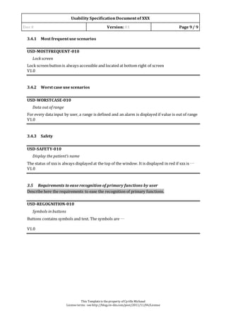 Usability specification-document-template | DOC