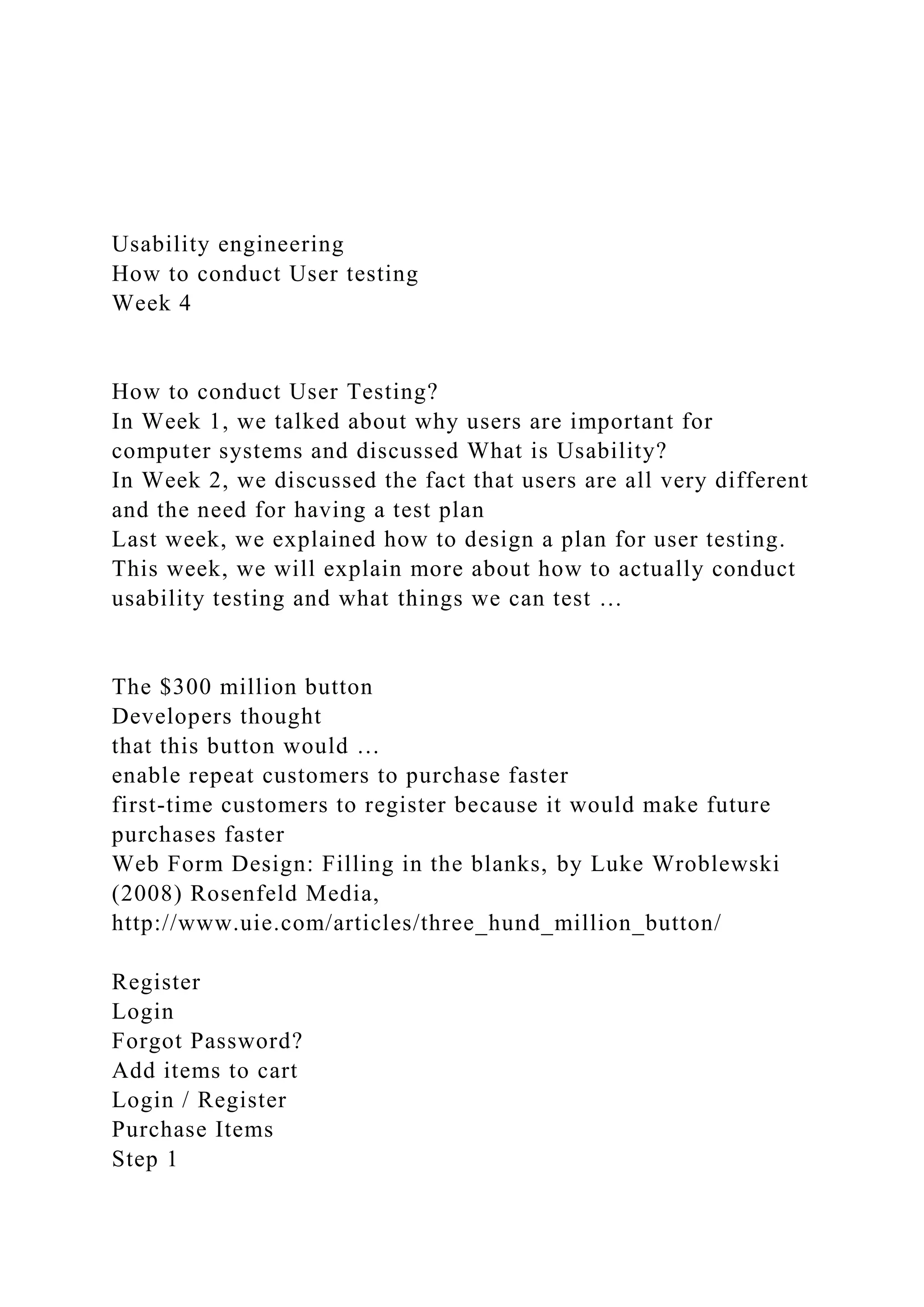 Usability engineeringHow to conduct User testing Week 4.docx