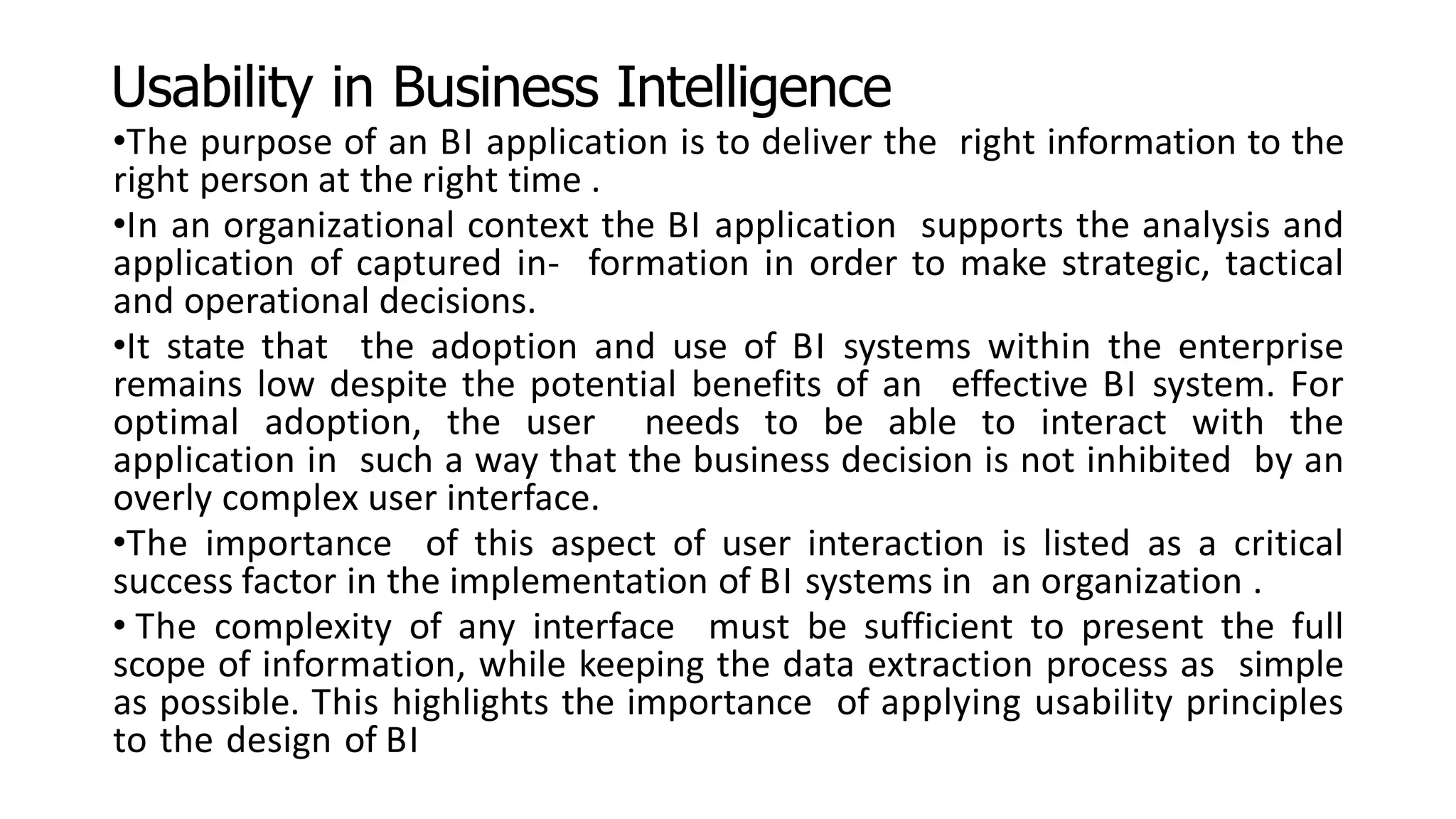 Usability Evaluation For Business Intelligence Applications Pptx Computer Software And