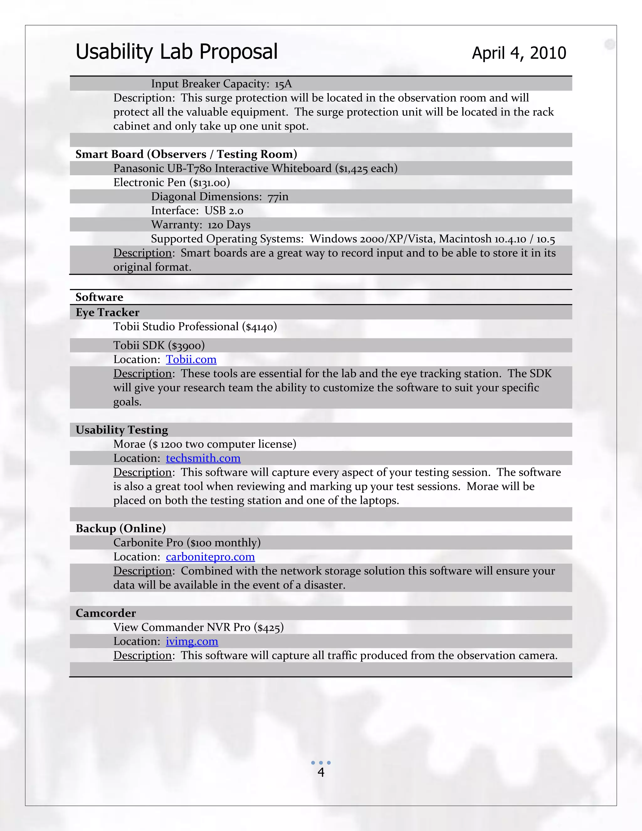 Usability lab design proposal | PDF