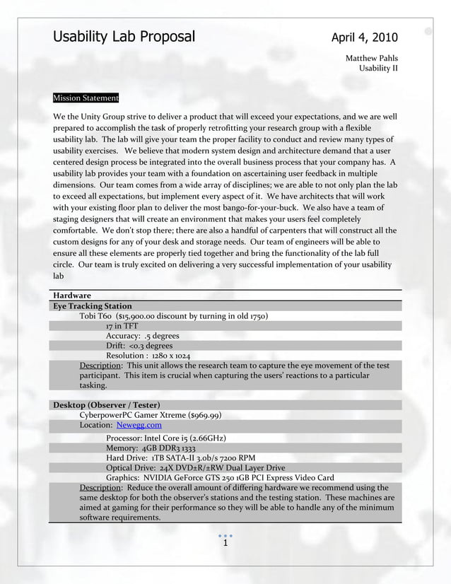 Usability lab design proposal | PDF