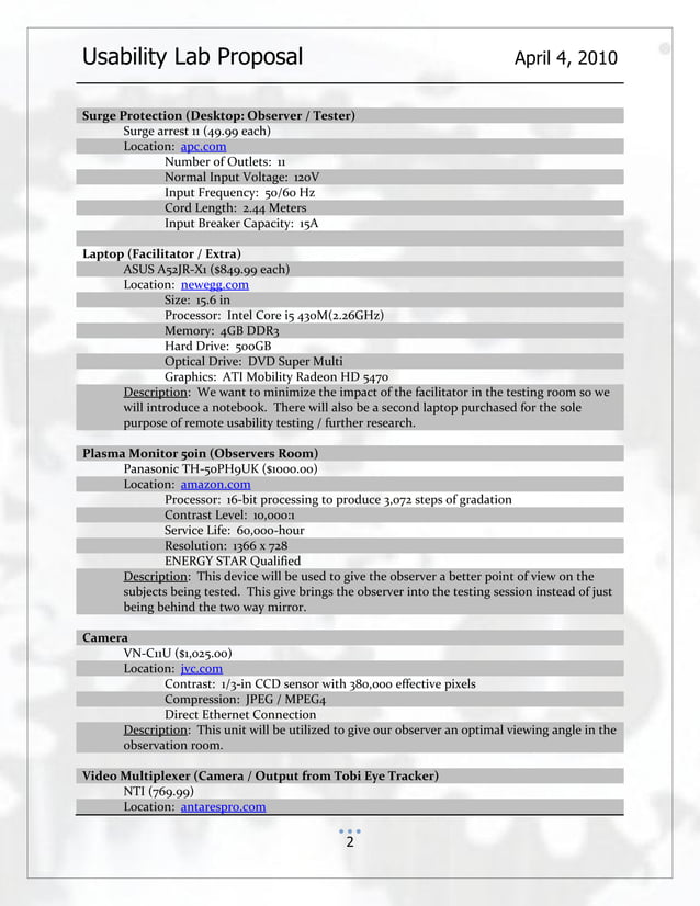 Usability lab design proposal | PDF