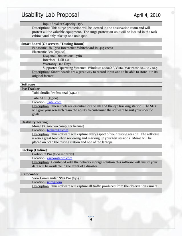 Usability lab design proposal | PDF