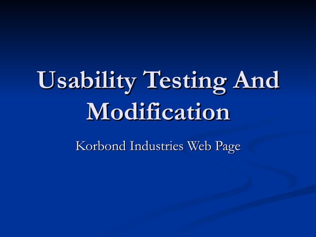 Usability Testing And Modification | PPT