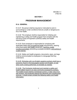 Usace safety manual 385 1-1 | PDF