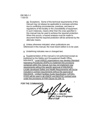 Usace safety manual 385 1-1 | PDF