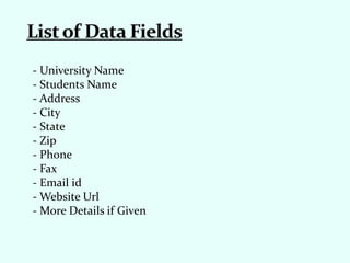 USA College and University Students Data List | PPT