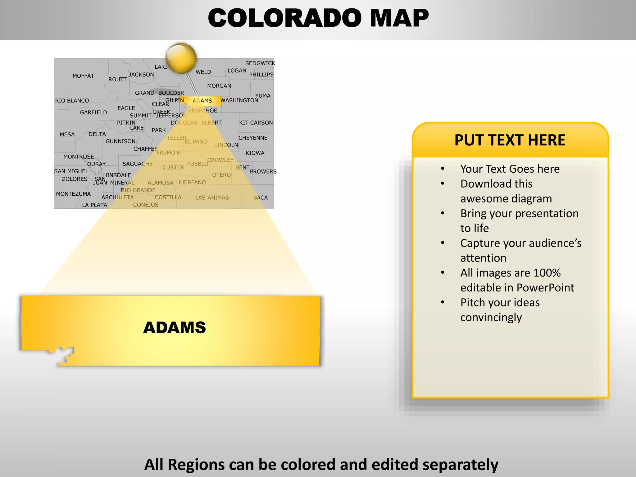 Usa colorado state powerpoint county editable ppt maps and templates | PPTX