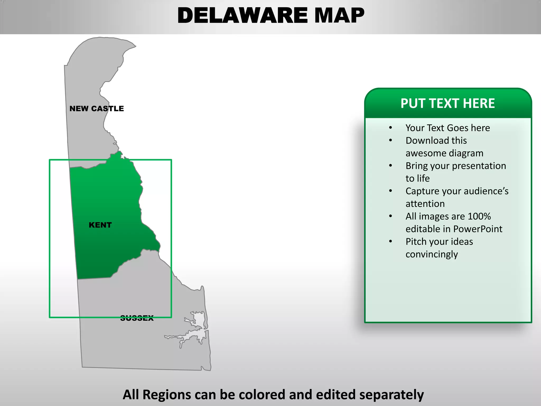 Usa delaware state powerpoint county editable ppt maps and templates | PPT