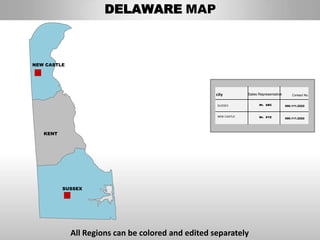Usa delaware state powerpoint county editable ppt maps and templates | PPT