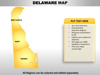 Usa delaware state powerpoint county editable ppt maps and templates | PPT