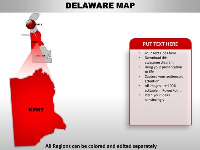 Usa delaware state powerpoint county editable ppt maps and templates | PPT
