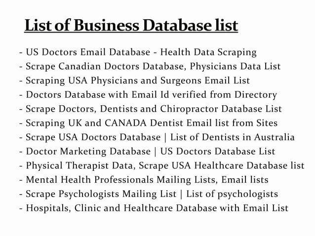 USA Doctors and Medical Facilities Database List | PPTX