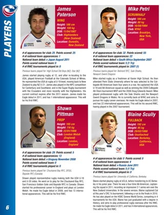 USA Eagles Rugby World Cup 2011 Squad Profiles | PDF