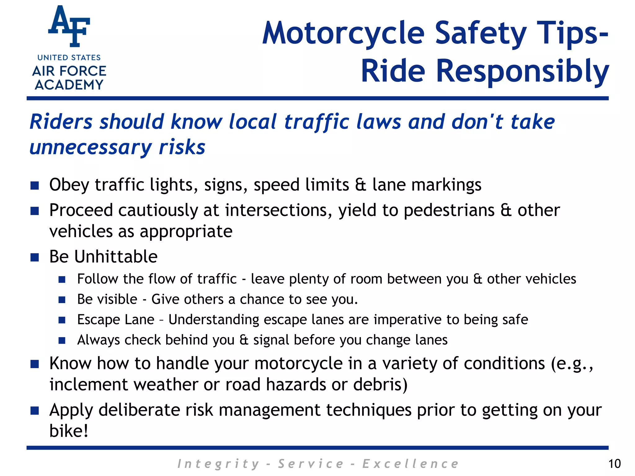 USAFA Pre-Season Motorcycle Safety Brief 2020 | PPT | Free Download