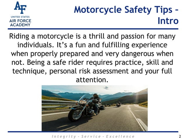 USAFA Pre-Season Motorcycle Safety Brief 2020 | PDF